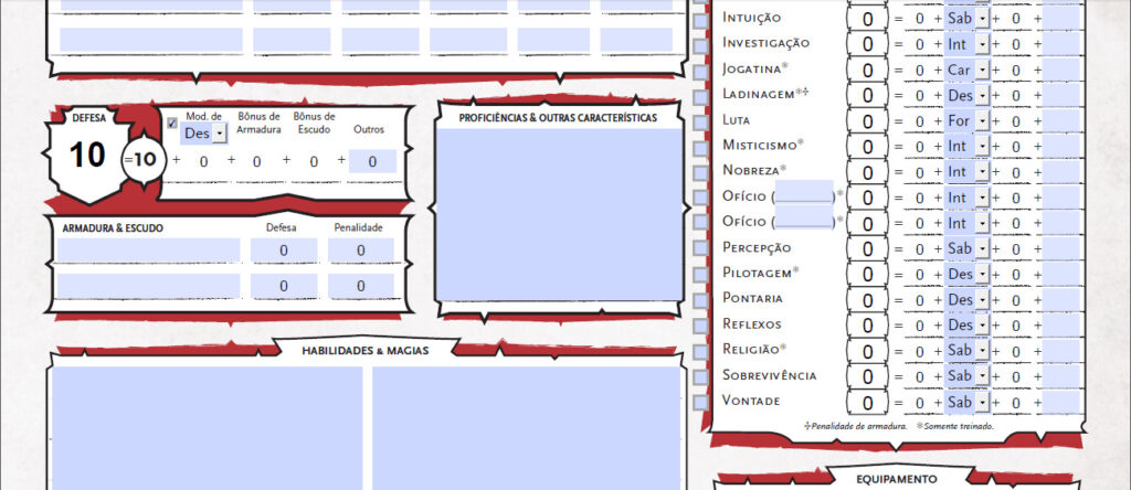 Tormenta 20 | Ficha de personagem editável em PDF v 1.8.1 (para PC e Celular) - Multiversos